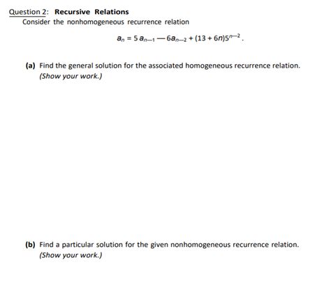 solved question 2 recursive relations consider the