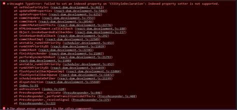css failed to set an indexed property on cssstyledeclaration index