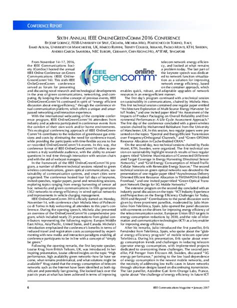 Pdf Conference Reportieee Onlinegreencomm 2016