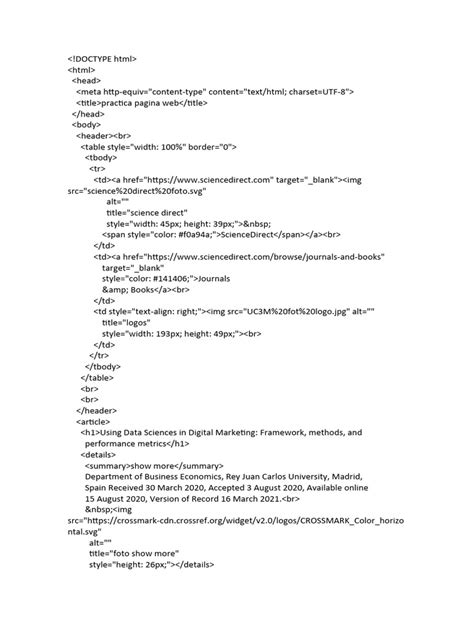 Practica Science Web Codigo Html Pdf Data Science Science