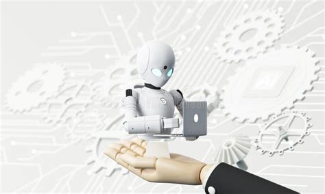 Robot Cybernetic Organism Works With A Virtual Hud Interface In Reality And Ai Chip With