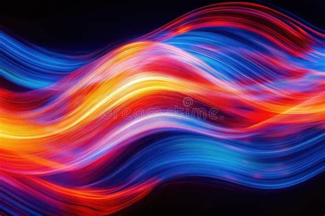 Abstract Long Exposure Light Trails In Vibrant Colors Against Dark