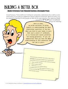 Performance Task Assessment Polynomial Functions By The Allman Files