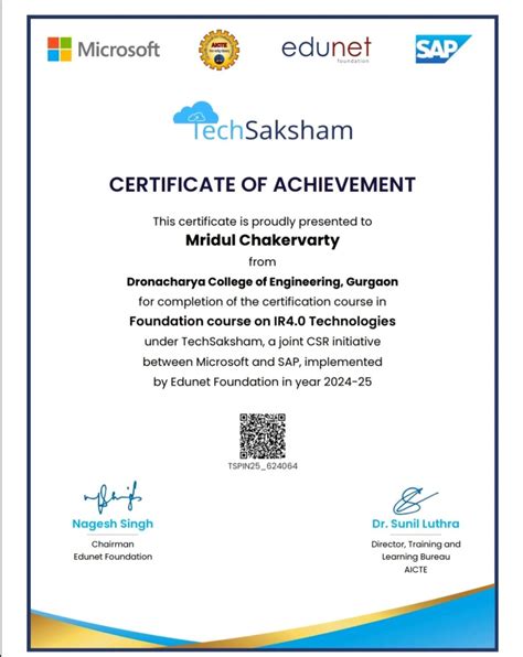 Techsaksham Microsoft Sap Edunetfoundation Ir4 Datadriven Aiready Mridul Chakervarty