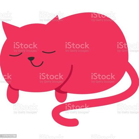 Cute Cat Sleeping Vector Icon Isolated On White Stock Illustration