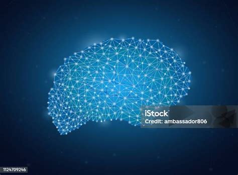 뇌 모양 비즈니스 네트워크 Blockchain 산업 개념 다각형 메쉬 그래픽 미래 배경 벡터 3차원 형태에 대한 스톡 벡터 아트 및 기타 이미지 Istock