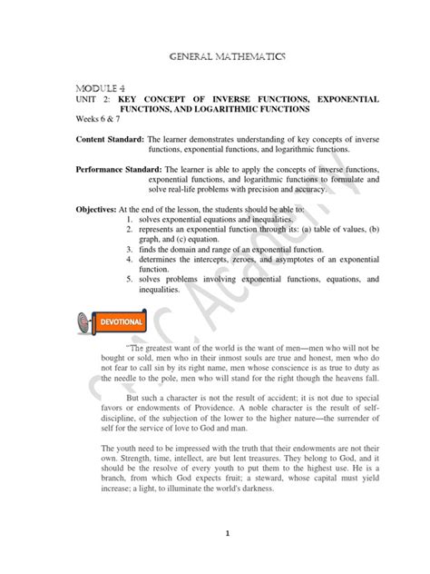Genmath Module 4 Weeks 6 7 Pdf Exponential Function Function Mathematics