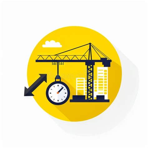 A Construction Site With A Crane And A Clock Stock Illustration Illustration Of Crane Site
