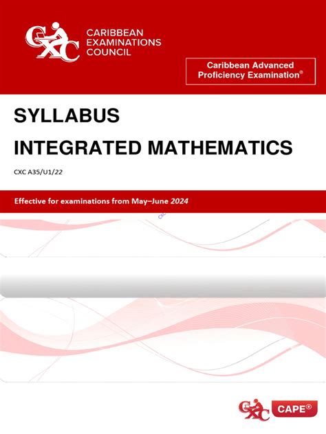 Cape Integrated Mathematics Syllabus Revised Pdf Factorization Function Mathematics