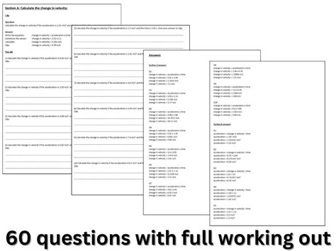 Acceleration Calculation Questions And Answers Teaching Resources
