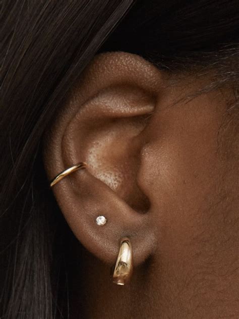 Gold Ear Piercing Ideas Minimalist Earrings Stacks Ear Piercing