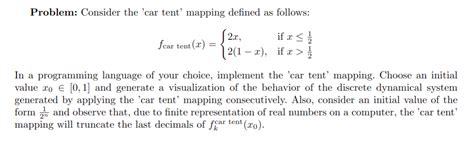 solved problem consider the car tent mapping defined as