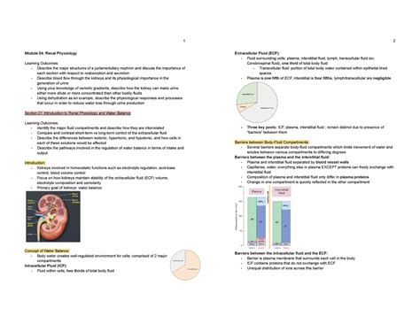 PHGY Module Notes ModXle Renal Ph Violog Learning OXWcomeV DeVcribe Whe Major