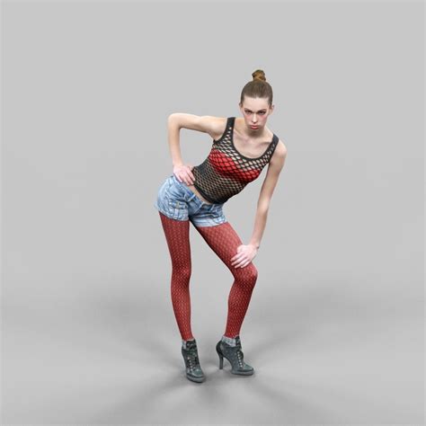 3d Model Girl In Red Panty And Top Posing Vr Ar Low Poly Cgtrader