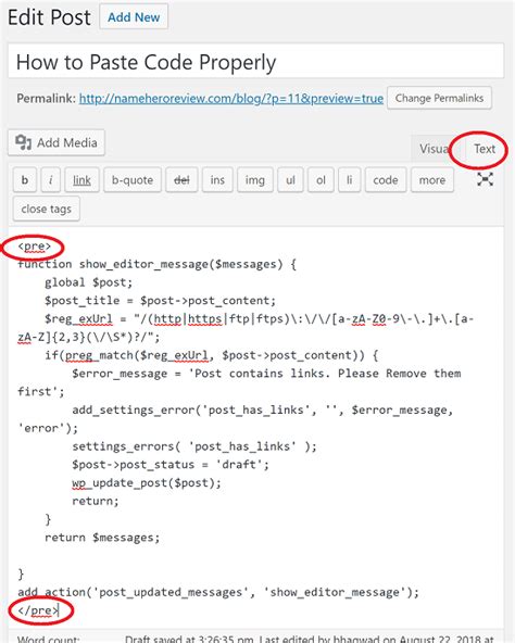 How To Paste Code In Wordpress As Is With Perfect Formatting