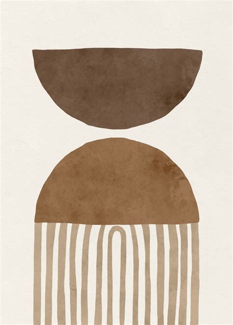 거실이나 침실을 위한 오크 프레임이 있는 자연 색상의 그래픽 아트 프린트가 있는 현대적인 갤러리 벽