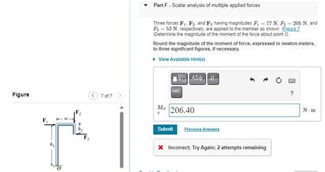 Solved Part F Scalar Analysis Of Multiple Applied Chegg