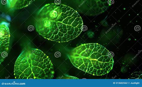 A Darkfield Microscopy Image Of A Leaf Specimen With The Chloroplasts