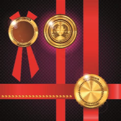 황금 레이블 벡터 자료 빨간색 배너 Eps Uidownload