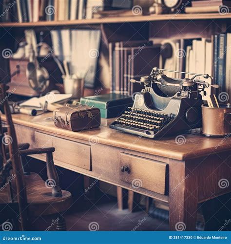 Old Typewriter On A Desk Concept Of Writing Journalism Creating A Document Nostalgia Royalty