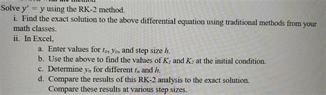 Solved Solve Y Y Using The RK 2 Method I Find The Exact Chegg Com