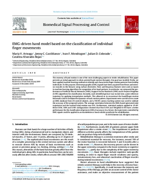 Pdf Emg Driven Hand Model Based On The Classification Of Individual Finger Movements