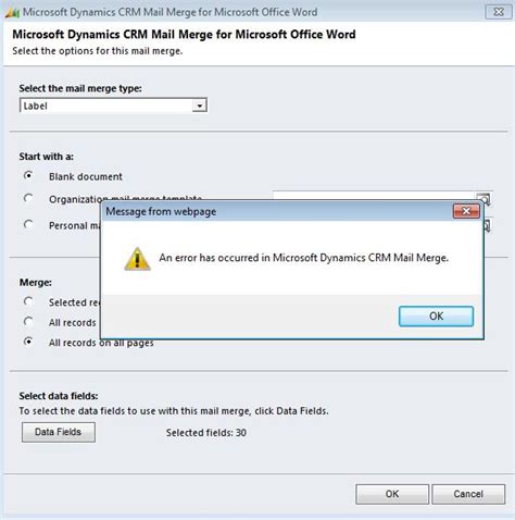 Microsoft Dynamics Crm Error Occurred