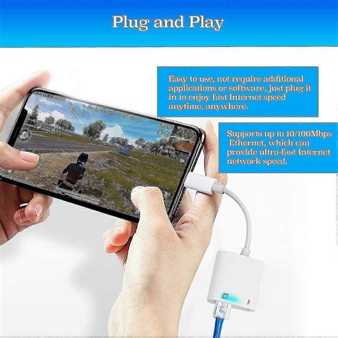 Lightning To Ethernet Adapter Compatible 2 In 1 Ethernet Lan Network