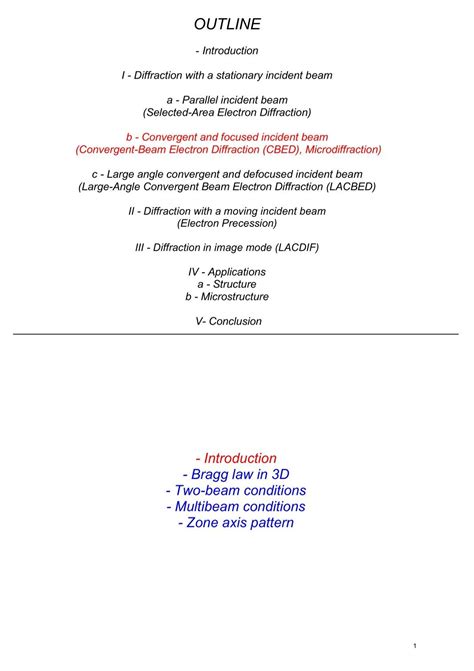 Diffraction With A Convergent Beam Cbed Cime