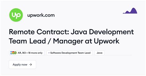 Remote Contract Java Development Team Lead Manager Job At Upwork