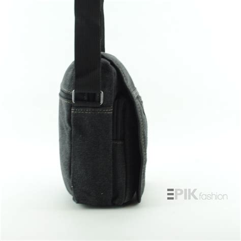 Мъжки чанти Мъжка чанта от плат брезентов плътен непромокаем за носене на рамо черна