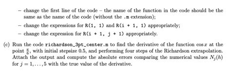 problem 4 matlab code for richardson extrapolation]