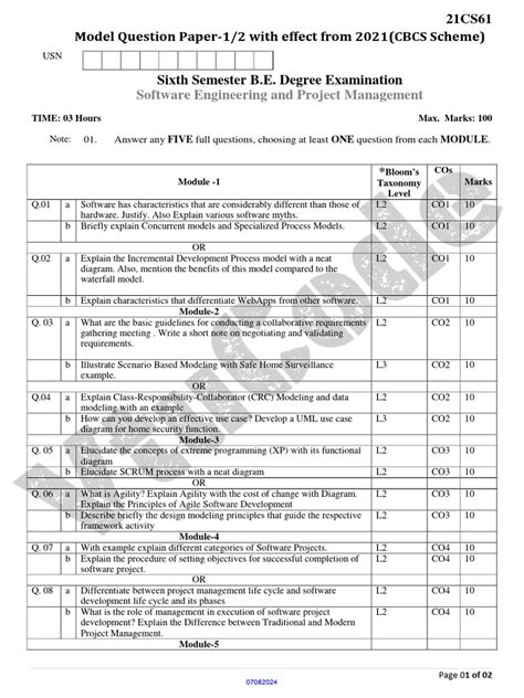 Vtucode In 21cs61 Model Paper Set 4 2021 Scheme Pdf