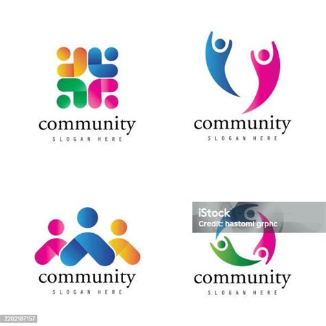 사람들 로고 디자인 그라데이션 색상이 있는 커뮤니티 인간 로고 사람들 로고 디자인 템플릿 벡터 일러스트 레이 션 가족에 대한 스톡 벡터 아트 및 기타 이미지 Istock