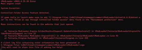 Main Engine Crash · Issue 3696 · Tmodloadertmodloader · Github