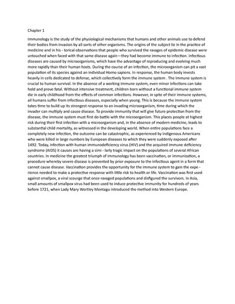 Chapter Lecture Notes Chapter Immunology Is The Study Of The Physiological Mechanisms
