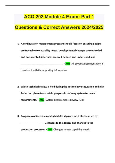 Acq 202 Module 4 Exam Part 1 Questions And Correct Answers 20242025 Acq Stuvia Us