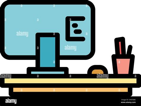 Ergonomic Computer Icon Outline Ergonomic Computer Vector Icon Color Flat Isolated Stock Vector