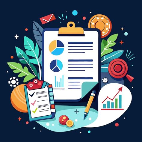 Colorful Illustration Of Charts Graphs And Checklists For Analysis Premium Ai Generated Vector