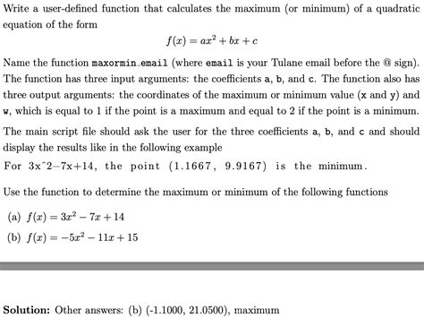 Solved Write A User Defined Function That Calculates The