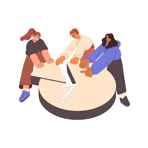 시간 관리 기간 개념 비즈니스 팀 행복한 직원이 함께 계획하는 시계는 흰색 배경에 고립 된 평면 벡터 일러스트 레이 션을 찾고 작업 시간을 할당합니다 프리미엄 벡터