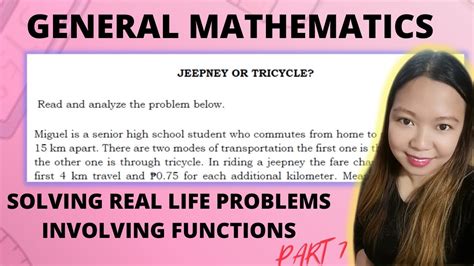 Solving Real Life Problems Involving Functions General Math Part 1 Lovemathtv Youtube