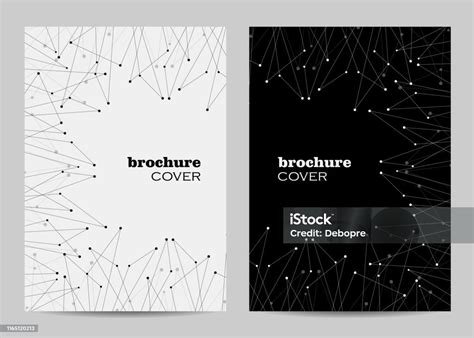 브로셔 템플릿 레이아웃 디자인 연결된 선과 점이 있는 추상기하학적 배경 개념에 대한 스톡 벡터 아트 및 기타 이미지 개념 개념과 주제 검은색 Istock