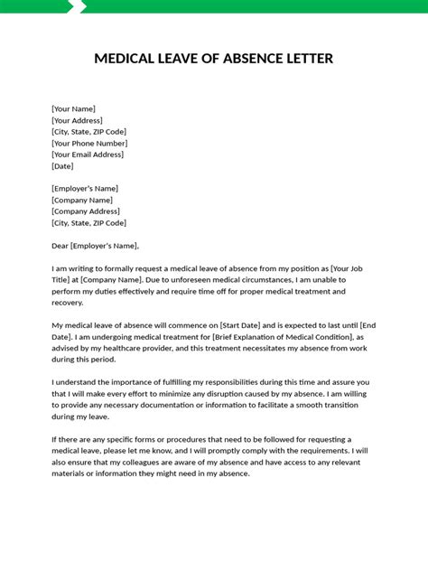 Medical Leave Of Absence Request Letter Pdf