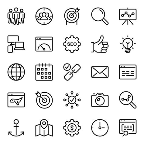 Outline Icons For Search Engine Optimization Vector Art At Vecteezy