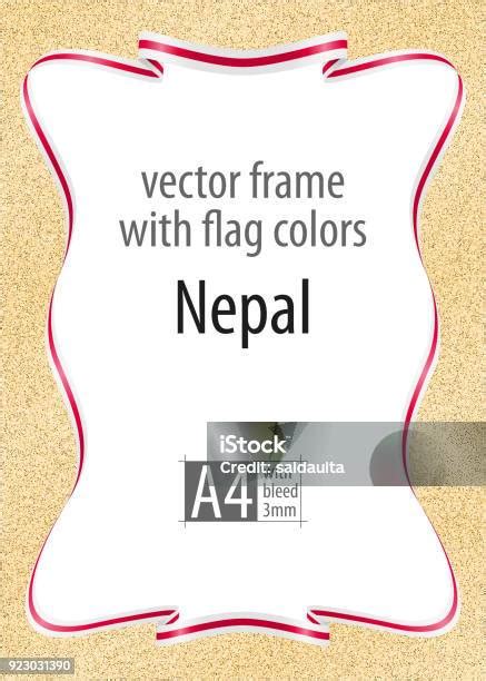 프레임과 네팔 국기 인증서 및 학위에 대 한 서식 파일 요소 색상의 리본 테두리 벡터와 피 3 M M 공란에 대한 스톡 벡터 아트 및 기타 이미지 Istock