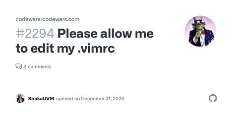 Please Allow Me To Edit My Vimrc Issue Codewars Codewars
