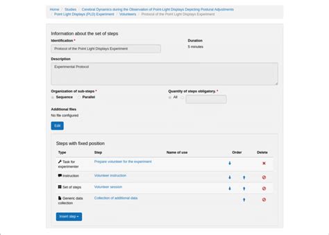 Nes Graphical Interface For Registering An Experimental Protocol For