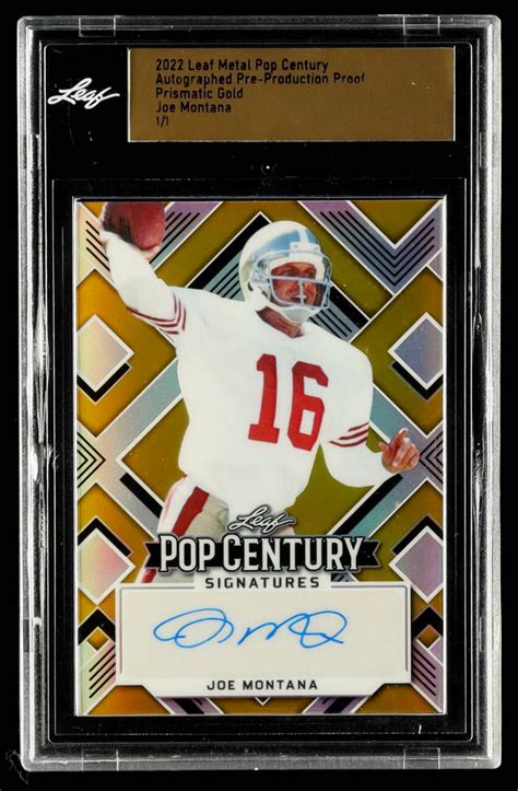 Joe Montana 2022 Leaf Metal Pop Century Signatures Pre Production Proof