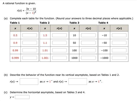 solved a rational function is given r x 3x 10 x 1 2 please
